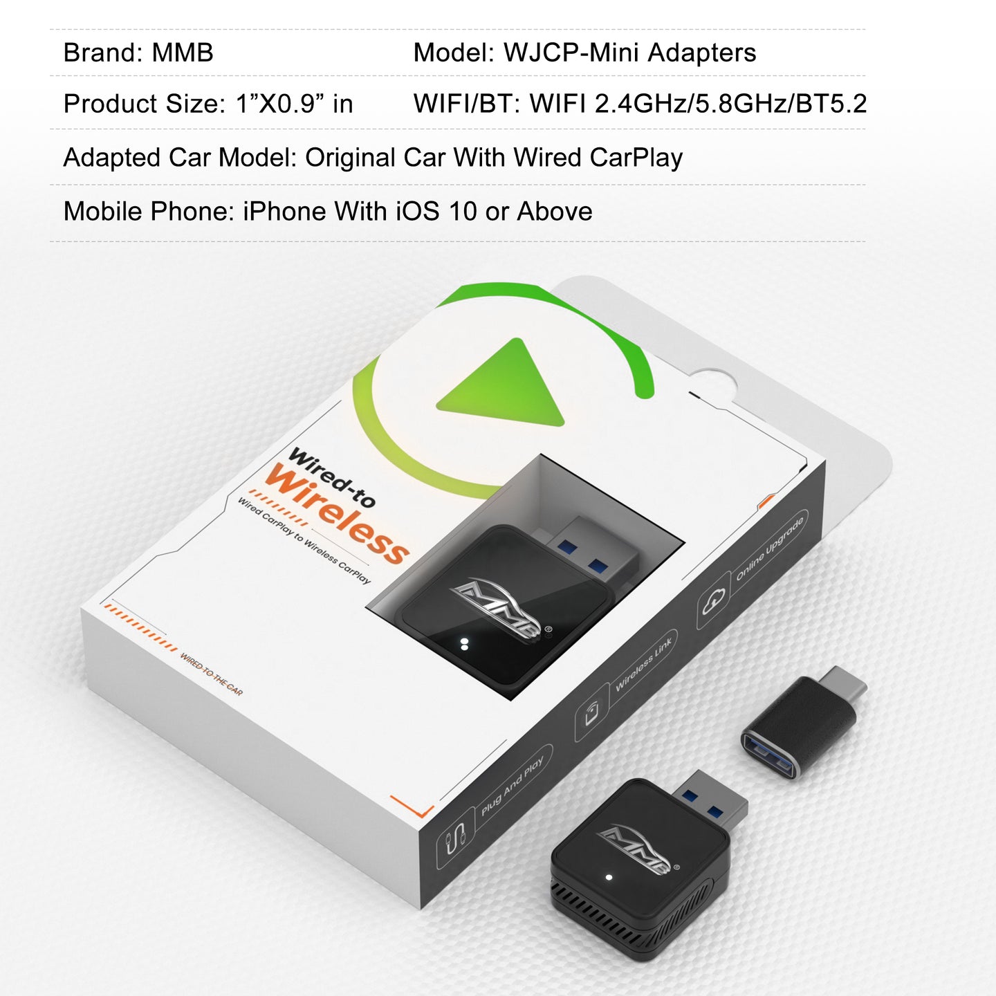 MMB Mini Wired to Wireless Bluetooth WiFi Carplay Adapter – MMB Official
